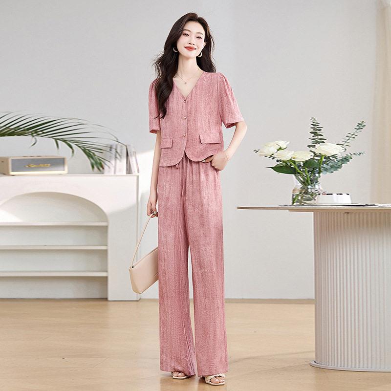 时套装女夏上季新款尚显HE9837瘦洋气衣小两西服阔腿裤件套