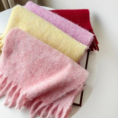 Pink Scarf Lady Autumn Winter Solid Simple Muffler Women Men