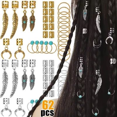 Alloy Turquoise Dreadlocks Hair Rings Pendant Braid Hair Bea