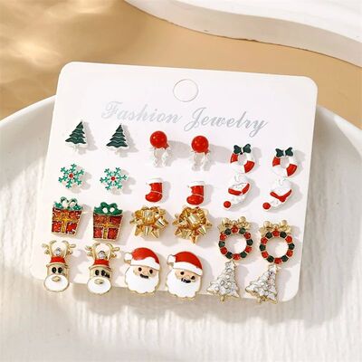 24pcs Christmas Combination Earrings Set for Women Small Shi