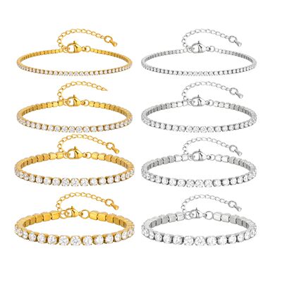 2/3/4/5MM Zircon Tennis Chain Bracelet for Women, Stainless