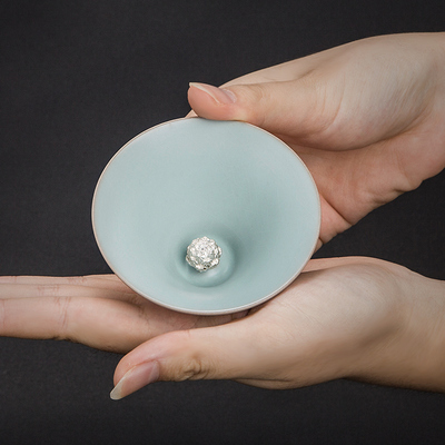 恒福东道汝窑银斗笠纯银80ml单杯