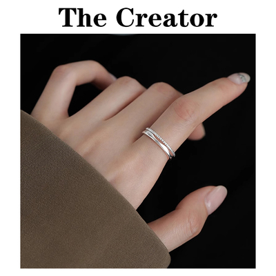 小众设计高级感~纯银双层戒指