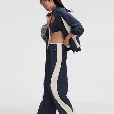 海外代购lululemon/露露乐蒙女士运动长裤纹理尼龙中腰训练