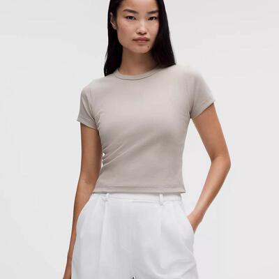 海外代购lululemon/露露乐蒙女士运动T恤罗纹短袖日常运动