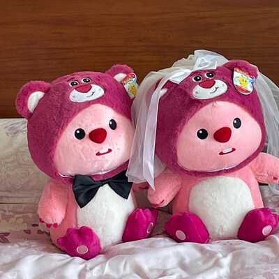 loopy压床娃娃一对结婚小海z狸露比陪嫁毛绒公仔婚房布置新人礼物