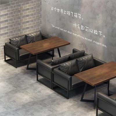 工业风卡座沙发奶茶店饭厅咖啡厅烧烤店主题音乐吧铁艺桌椅组合