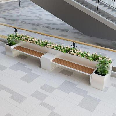 户外座椅座凳卡座花箱组合铁艺广场商业街休息凳景观花池室外阳台