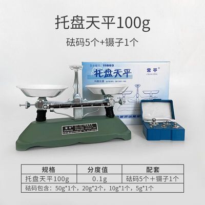 托盘天平学生盘秤教具100g200g500g1000g克砝码教具机械架盘天平