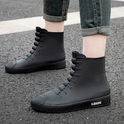 防滑男女款雨鞋情侣水靴防水鞋耐磨学生韩版潮流胶鞋加绒棉保暖