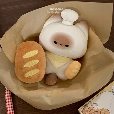 馒头猫pupu正版面包大厨系列娃娃毛绒挂件可爱书包挂饰玩偶公仔