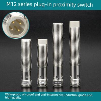 直径12mm圆柱插头接近开关传感器与M12 4针插头电缆Npn Pnp常开