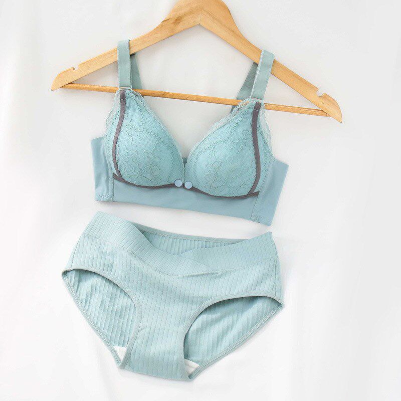 新品无钢圈前开扣孕产妇内衣裤套装哺乳文胸加孕产妇短裤配套颜色