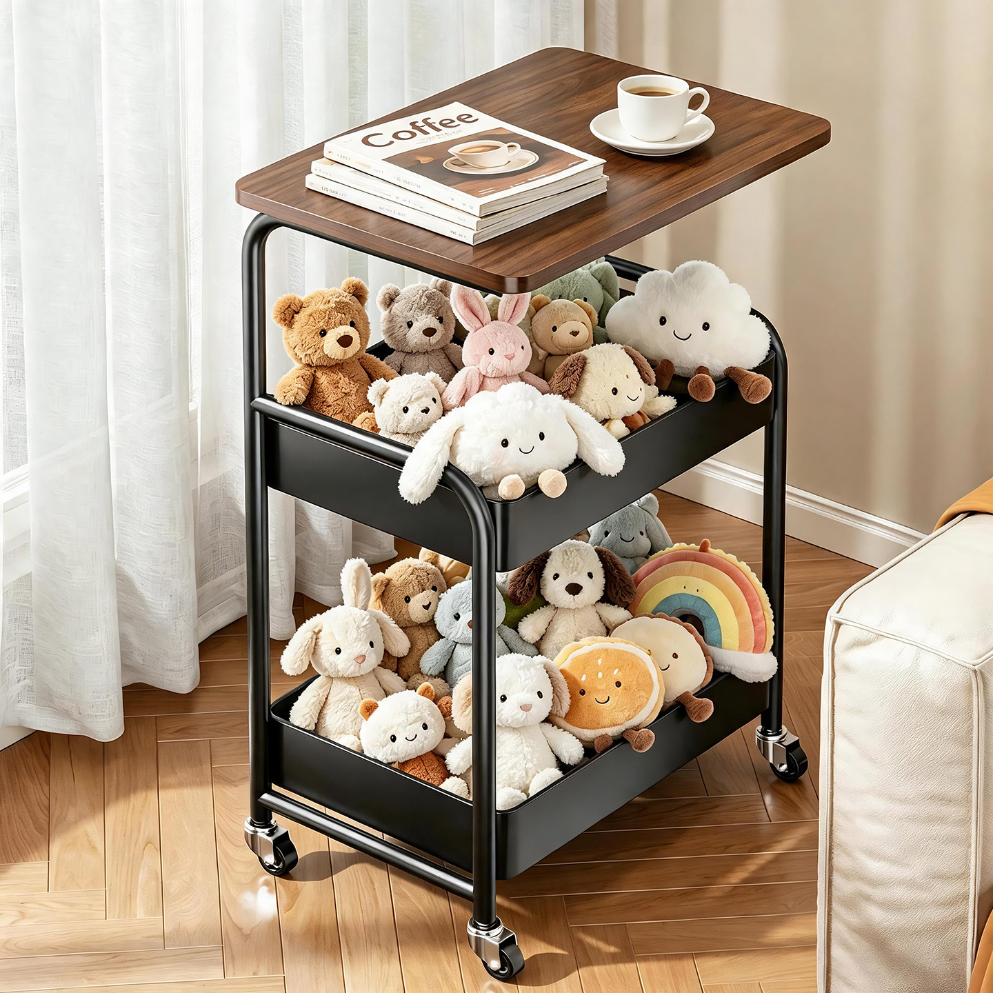 jellycat置物架毛绒玩偶展示架儿童公仔收纳架娃娃摆放架子可移动