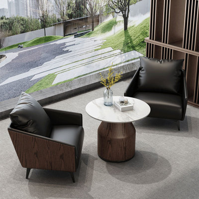 北欧轻奢洽谈沙发组合售楼部会所美容美甲店休闲接待胡桃木凤桌椅