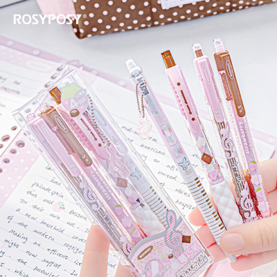 「香氛软握！莓巧薄巧笔」ROSYPOSY柔设0.5中性笔学生黑用按动速