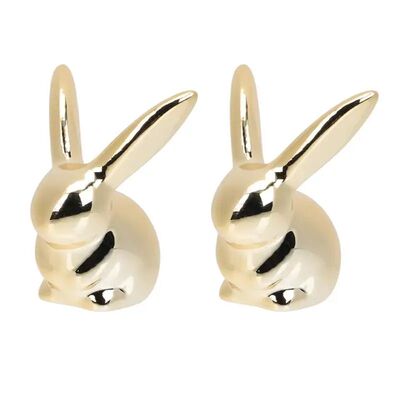 2Pcs Easter Bunny Golden Ceramic Bunny Easter Ornament