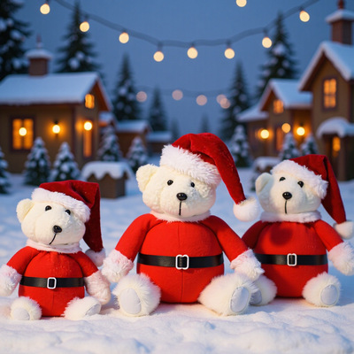 Cute Chistmas Bea Hat Doll Plush Toy Decoation Red Teddy