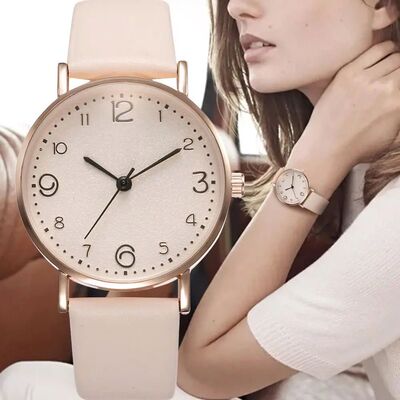 Women Watches Ladies Casual Arabic Numbers Leather Analog