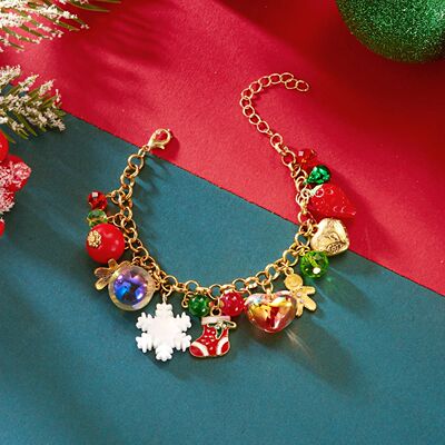 Chistmas Theme Metal Cystal Resin Pendant Bacelet fo Women