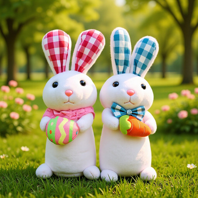 Chistmas Easte Decoations With Lights Glowing Rabbit Doll