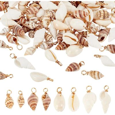 100pcs 4 Styles Natural Shell Charms Pendants Seashells