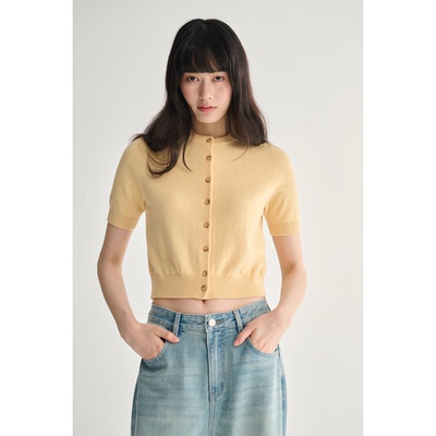 MAISON CECILE五色/羊绒羊毛软糯亲肤显比例针织短袖开衫