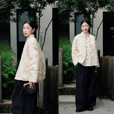 不蔓不枝【观园】新中式羽绒衣短外套手工盘扣95白鸭绒文艺冬季