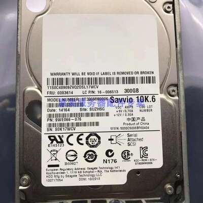 03X3614 P/N 16006513 ST300MM0006 9WE066-076 300G SAS议价