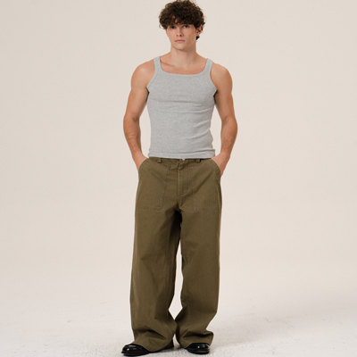 Retro21 R21 人字纹直筒复古做旧洗水og107款式宽松直筒阔腿裤