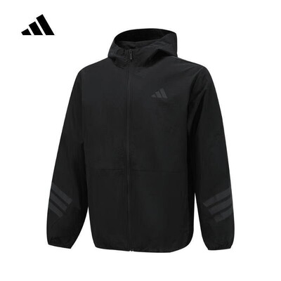 adidas 舒适休闲连帽拉链长袖男士夹克外套 JD4942