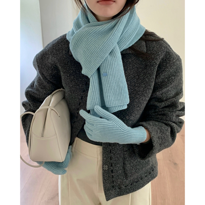 Carrier 礼物套装～韩系情侣氛围感纯色围巾柔软亲肤冬季保暖手套