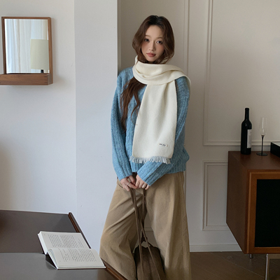 非常亲肤哦～韩国mm纯色流苏软糯围巾情侣冬季仿羊绒针织围脖学生