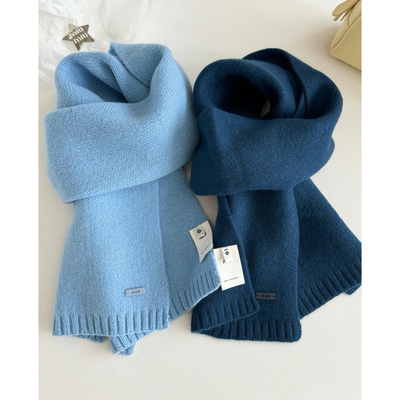 Carrier 澳洲100%羊毛wool纯色围巾皮标轻奢保暖高级感情侣款微博