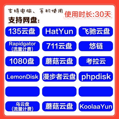 YuFile盘飞驰云盘LemonDisk蘑菇HatYun盘1080考拉云NitroFlare711