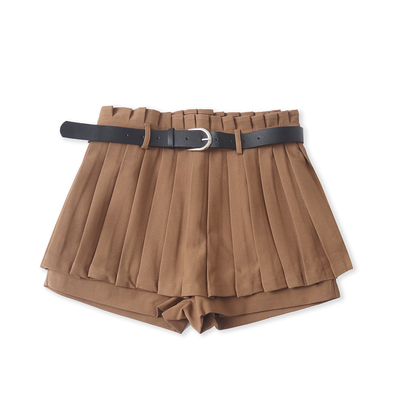 百褶短裤裙 春夏新款外贸女装时尚减龄花边自然腰侧拉链显瘦33211