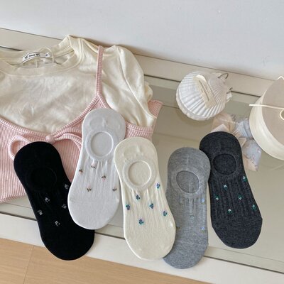 小碎花隐形船袜春夏秋新款情侣浅口船袜硅胶防滑弹力舒适船袜1169