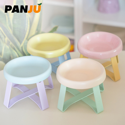 日本pecolo宠物碗 陶瓷碗猫狗奶水碗增高护颈防黑下巴带支架套装