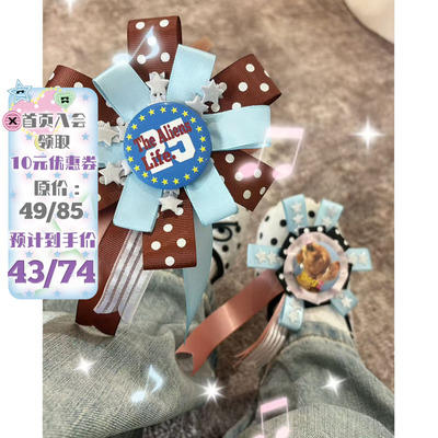 自制胸花徽章撞色丝带胸针配饰