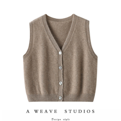V领羊绒开衫背心女新款