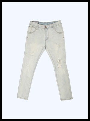 BROKENSWORD腰果花贴布牛仔裤男