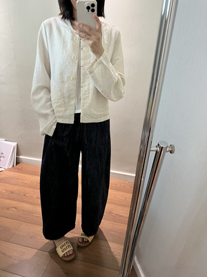 wenlustore春夏新款亚麻牛仔薄款防褪色牛仔气球裤九分裤休闲裤女