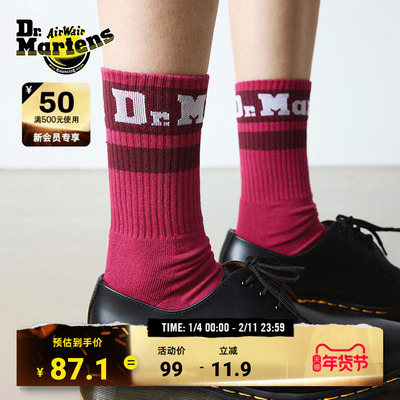 Dr.Martens马丁博士Athletic Logo Sock秋新款舒适百搭透气袜子