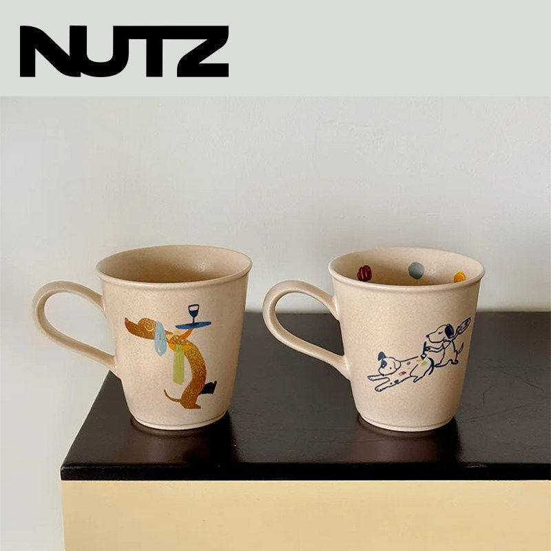 NUTZ柔软供应SoftServe x Fengdu彩色涂鸦小狗陶瓷杯咖啡送礼礼盒
