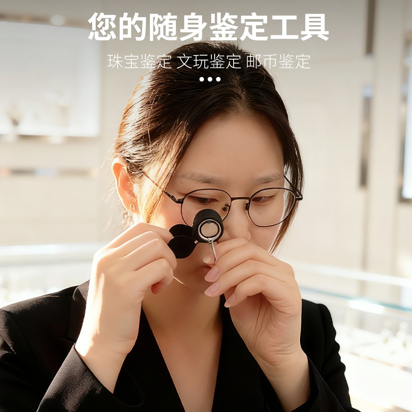 珠宝放大镜高清鉴定专用看钻石腰码水晶玉石折叠光学玻璃消色差相