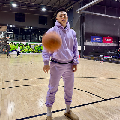 宽松篮球情侣百搭加绒套装纯色