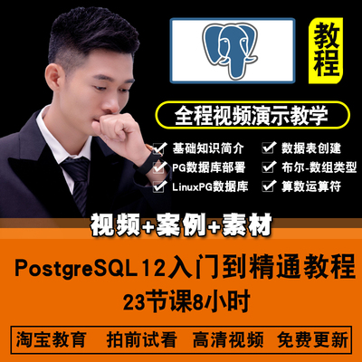 PostgreSQL视频教程 数据库12性能优化DBA高可用教学入门在线课程