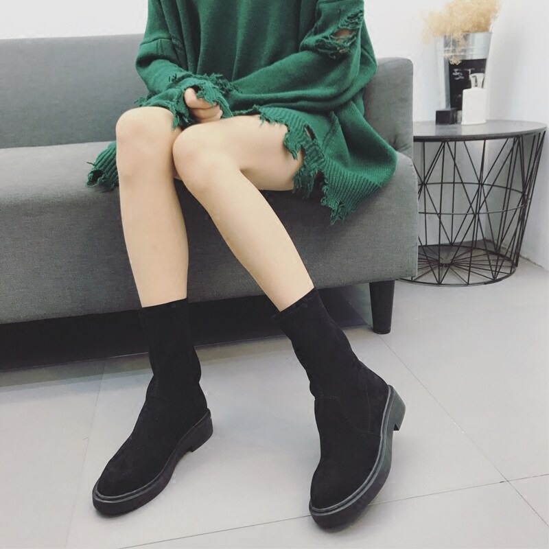 小码短靴女春秋2026新款马丁靴女英伦风弹力靴百搭瘦瘦袜子靴单靴