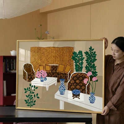 法式复古中国风青花瓷花卉装饰画