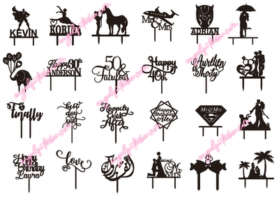 Personalised Cake Topper 个性化定制名字logo字牌生日蛋糕插牌